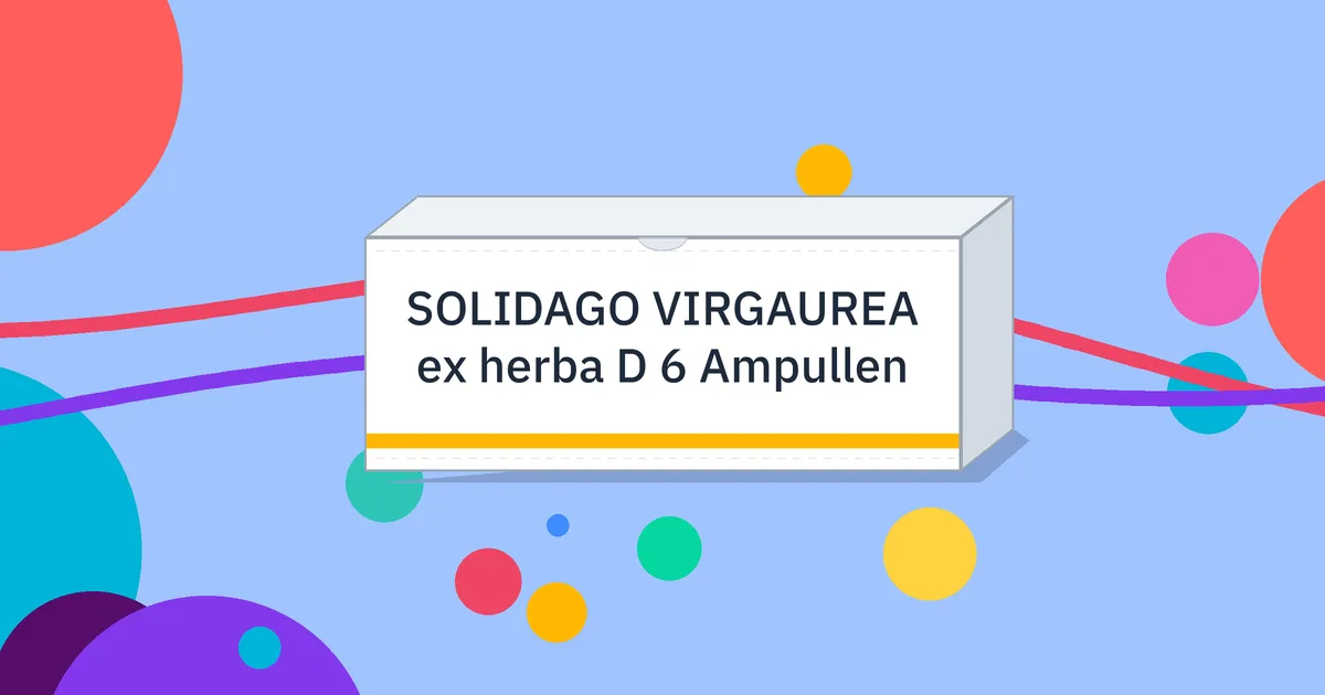 Symbolbild: Packung mit der Aufschrift SOLIDAGO VIRGAUREA ex herba D 6 Ampullen (PZN 03657953) – Verfügbarkeit und Bezug in Apotheken in Frankfurt am Main