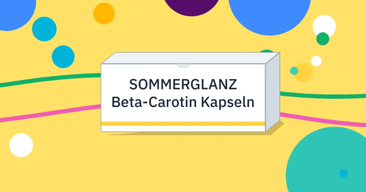 Symbolbild: Packung mit der Aufschrift SOMMERGLANZ Beta-Carotin Kapseln (PZN 20078719) – Verfügbarkeit und Bezug in Apotheken in Frankfurt am Main