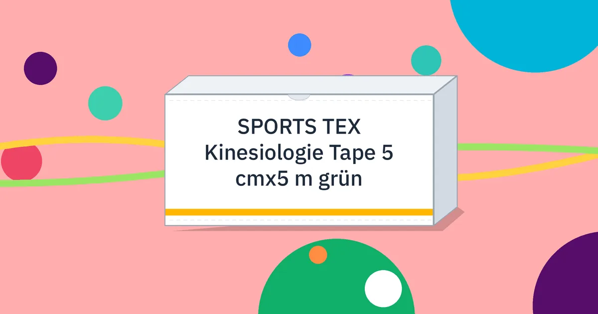 Symbolbild: Packung mit der Aufschrift SPORTS TEX Kinesiologie Tape 5 cmx5 m grün (PZN 09738463) – Verfügbarkeit und Bezug in Apotheken in Frankfurt am Main