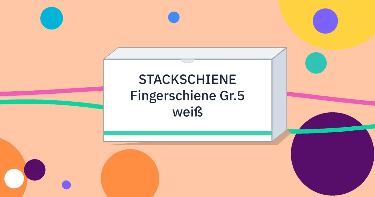 Symbolbild: Packung mit der Aufschrift STACKSCHIENE Fingerschiene Gr.5 weiß (PZN 12776013) – Verfügbarkeit und Bezug in Apotheken in Frankfurt am Main