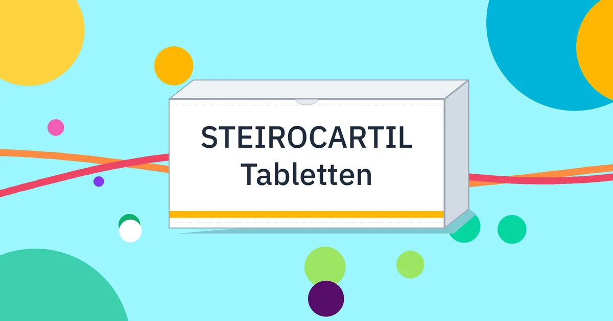 Symbolbild: Packung mit der Aufschrift STEIROCARTIL Tabletten (PZN 09282431) – Verfügbarkeit und Bezug in Apotheken in Frankfurt am Main