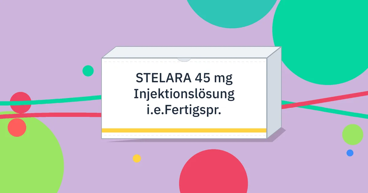 Symbolbild: Packung mit der Aufschrift STELARA 45 mg Injektionslösung i.e.Fertigspr. (PZN 00145744) – Verfügbarkeit und Bezug in Apotheken in Frankfurt am Main