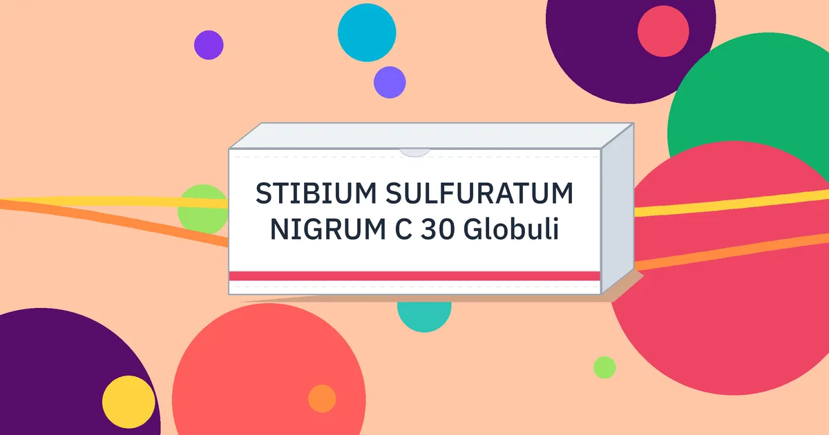 Symbolbild: Packung mit der Aufschrift STIBIUM SULFURATUM NIGRUM C 30 Globuli (PZN 01067093) – Verfügbarkeit und Bezug in Apotheken in Frankfurt am Main
