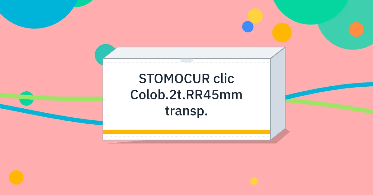 Symbolbild: Packung mit der Aufschrift STOMOCUR clic Colob.2t.RR45mm transp. (PZN 04927001) – Verfügbarkeit und Bezug in Apotheken in Frankfurt am Main