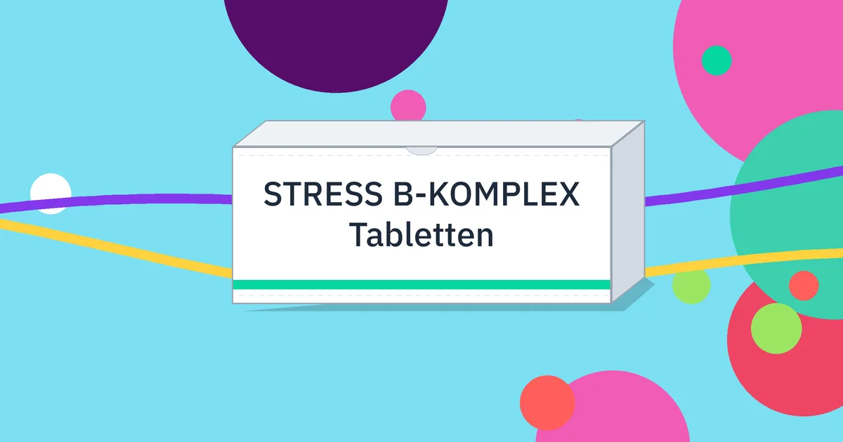 Symbolbild: Packung mit der Aufschrift STRESS B-KOMPLEX Tabletten (PZN 10063237) – Verfügbarkeit und Bezug in Apotheken in Frankfurt am Main