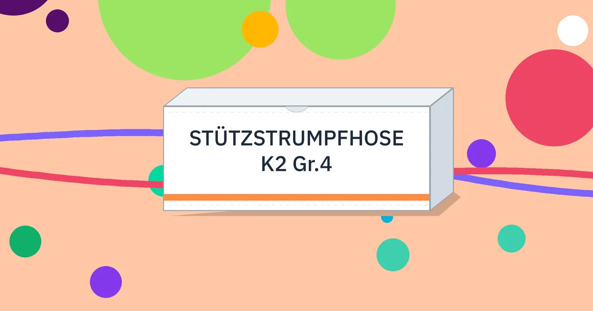 Symbolbild: Packung mit der Aufschrift STÜTZSTRUMPFHOSE K2 Gr.4 (PZN 01969884) – Verfügbarkeit und Bezug in Apotheken in Frankfurt am Main
