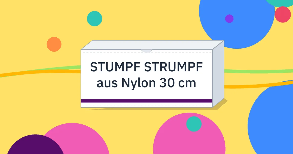 Symbolbild: Packung mit der Aufschrift STUMPF STRUMPF aus Nylon 30 cm (PZN 04865091) – Verfügbarkeit und Bezug in Apotheken in Frankfurt am Main