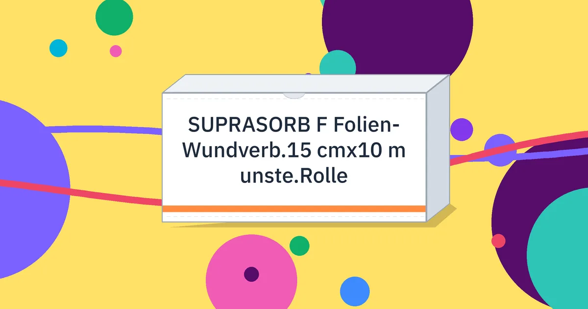 Symbolbild: Packung mit der Aufschrift SUPRASORB F Folien-Wundverb.15 cmx10 m unste.Rolle (PZN 19703968) – Verfügbarkeit und Bezug in Apotheken in Frankfurt am Main