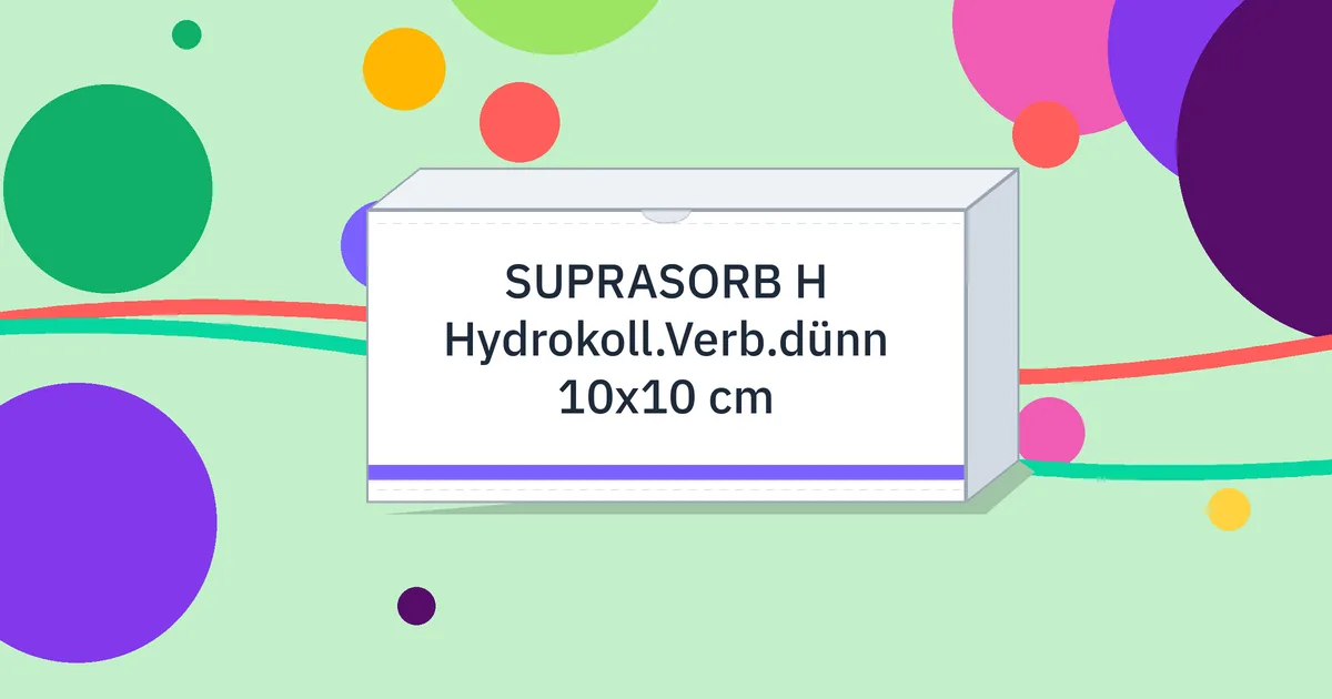 Symbolbild: Packung mit der Aufschrift SUPRASORB H Hydrokoll.Verb.dünn 10x10 cm (PZN 17755949) – Verfügbarkeit und Bezug in Apotheken in Frankfurt am Main