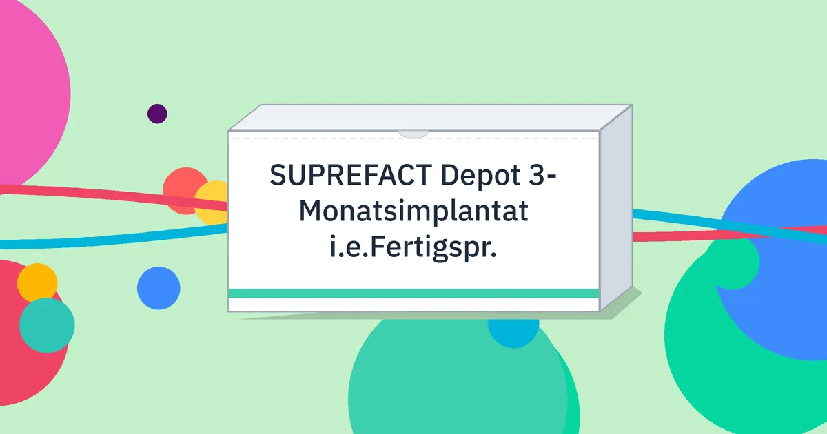 Symbolbild: Packung mit der Aufschrift SUPREFACT Depot 3-Monatsimplantat i.e.Fertigspr. (PZN 06078842) – Verfügbarkeit und Bezug in Apotheken in Frankfurt am Main