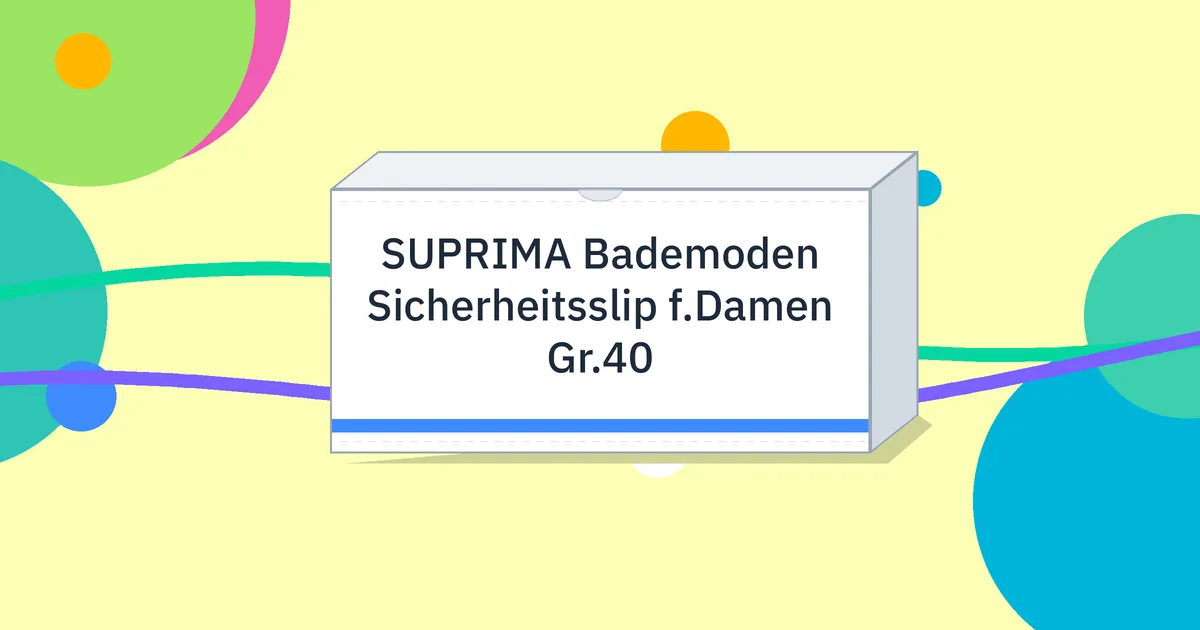 Symbolbild: Packung mit der Aufschrift SUPRIMA Bademoden Sicherheitsslip f.Damen Gr.40 (PZN 09222268) – Verfügbarkeit und Bezug in Apotheken in Frankfurt am Main