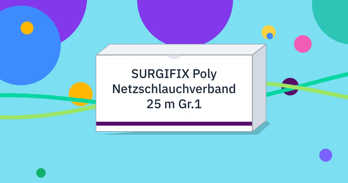 Symbolbild: Packung mit der Aufschrift SURGIFIX Poly Netzschlauchverband 25 m Gr.1 (PZN 18386483) – Verfügbarkeit und Bezug in Apotheken in Frankfurt am Main