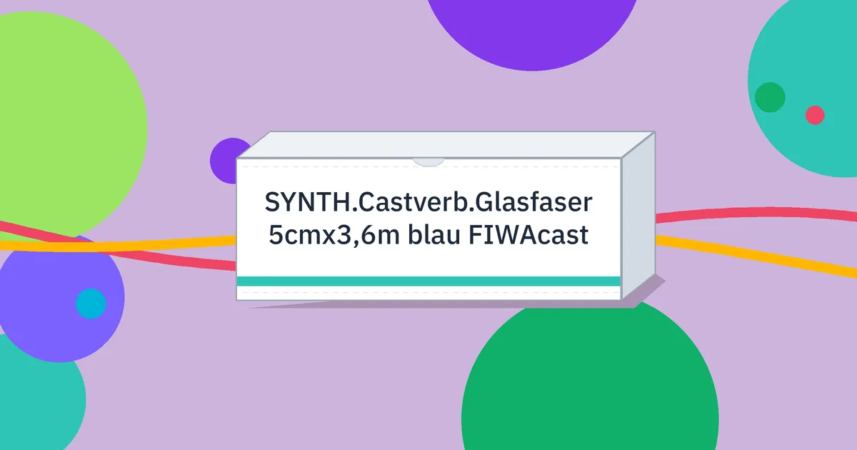 Symbolbild: Packung mit der Aufschrift SYNTH.Castverb.Glasfaser 5cmx3,6m blau FIWAcast (PZN 14130479) – Verfügbarkeit und Bezug in Apotheken in Frankfurt am Main