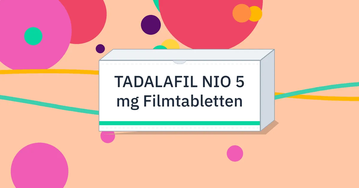 Symbolbild: Packung mit der Aufschrift TADALAFIL NIO 5 mg Filmtabletten (PZN 15638903) – Verfügbarkeit und Bezug in Apotheken in Frankfurt am Main