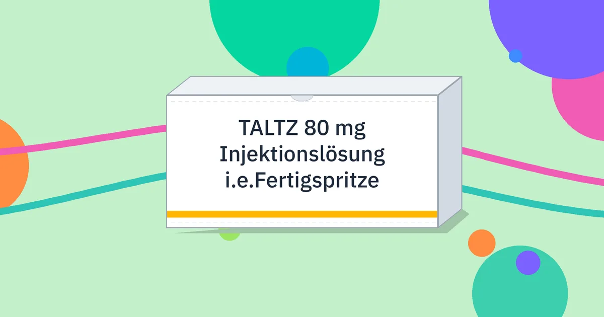 Symbolbild: Packung mit der Aufschrift TALTZ 80 mg Injektionslösung i.e.Fertigspritze (PZN 13349773) – Verfügbarkeit und Bezug in Apotheken in Frankfurt am Main