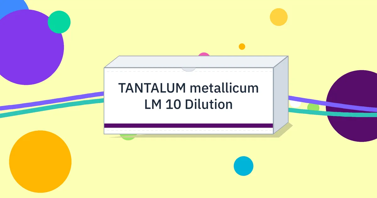 Symbolbild: Packung mit der Aufschrift TANTALUM metallicum LM 10 Dilution (PZN 13213476) – Verfügbarkeit und Bezug in Apotheken in Frankfurt am Main