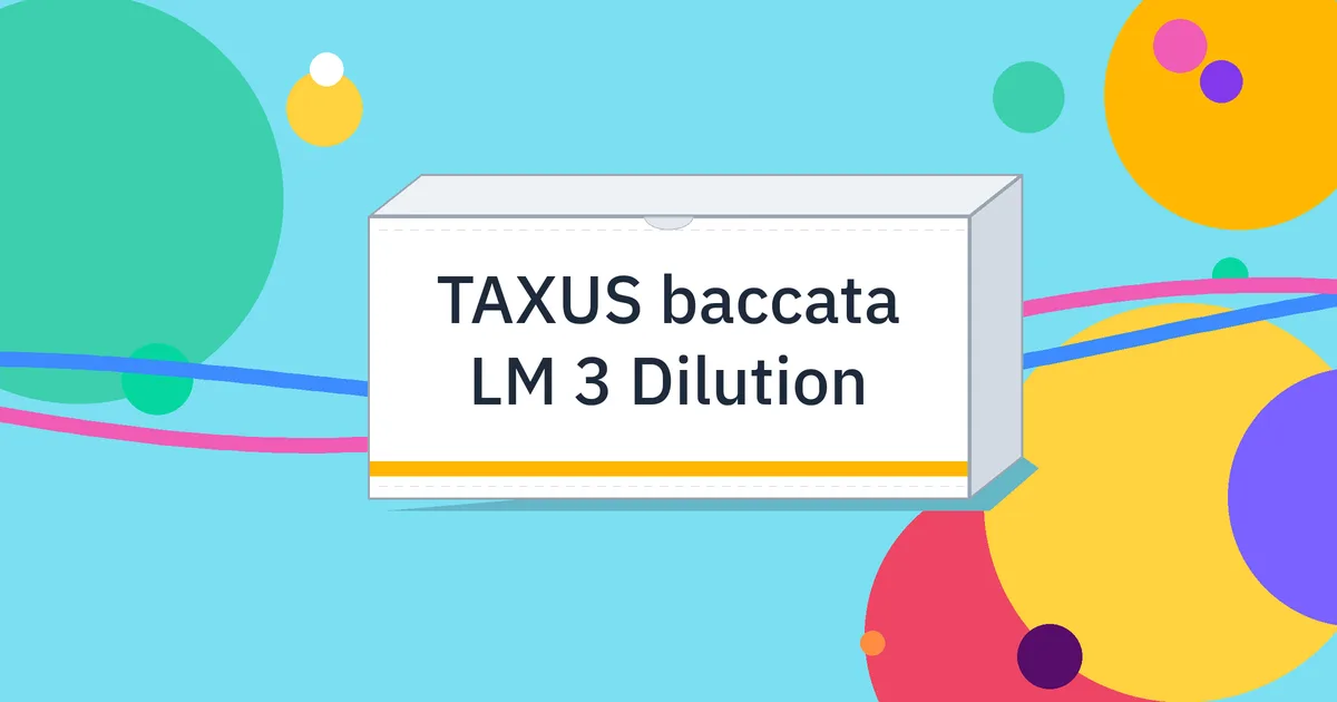 Symbolbild: Packung mit der Aufschrift TAXUS baccata LM 3 Dilution (PZN 13215096) – Verfügbarkeit und Bezug in Apotheken in Frankfurt am Main