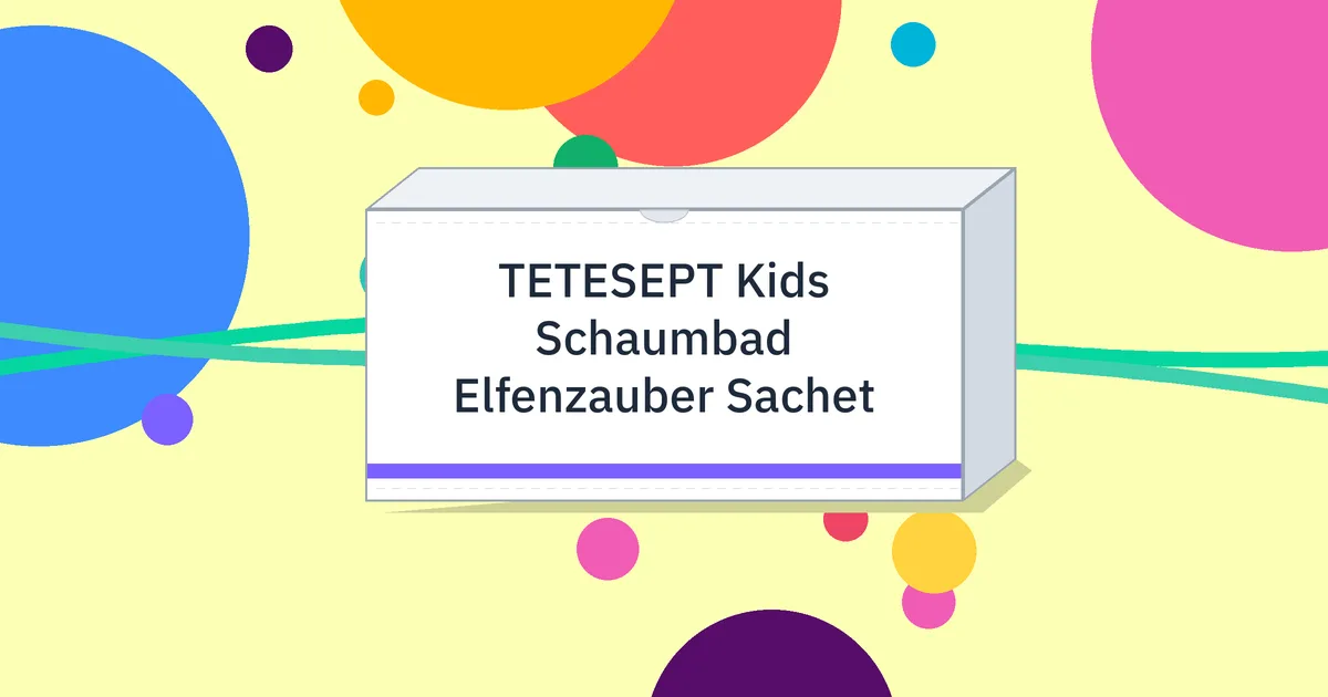 Symbolbild: Packung mit der Aufschrift TETESEPT Kids Schaumbad Elfenzauber Sachet (PZN 18017863) – Verfügbarkeit und Bezug in Apotheken in Frankfurt am Main