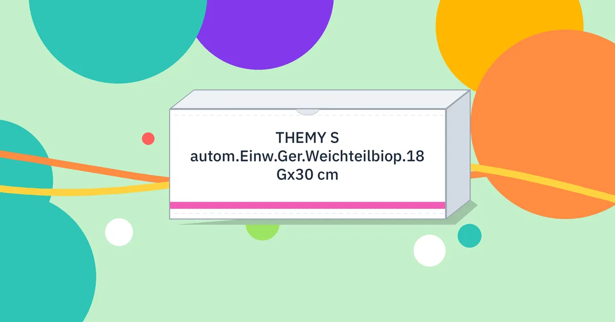Symbolbild: Packung mit der Aufschrift THEMY S autom.Einw.Ger.Weichteilbiop.18 Gx30 cm (PZN 19738429) – Verfügbarkeit und Bezug in Apotheken in Frankfurt am Main