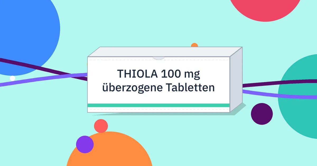 Symbolbild: Packung mit der Aufschrift THIOLA 100 mg überzogene Tabletten (PZN 16807733) – Verfügbarkeit und Bezug in Apotheken in Frankfurt am Main
