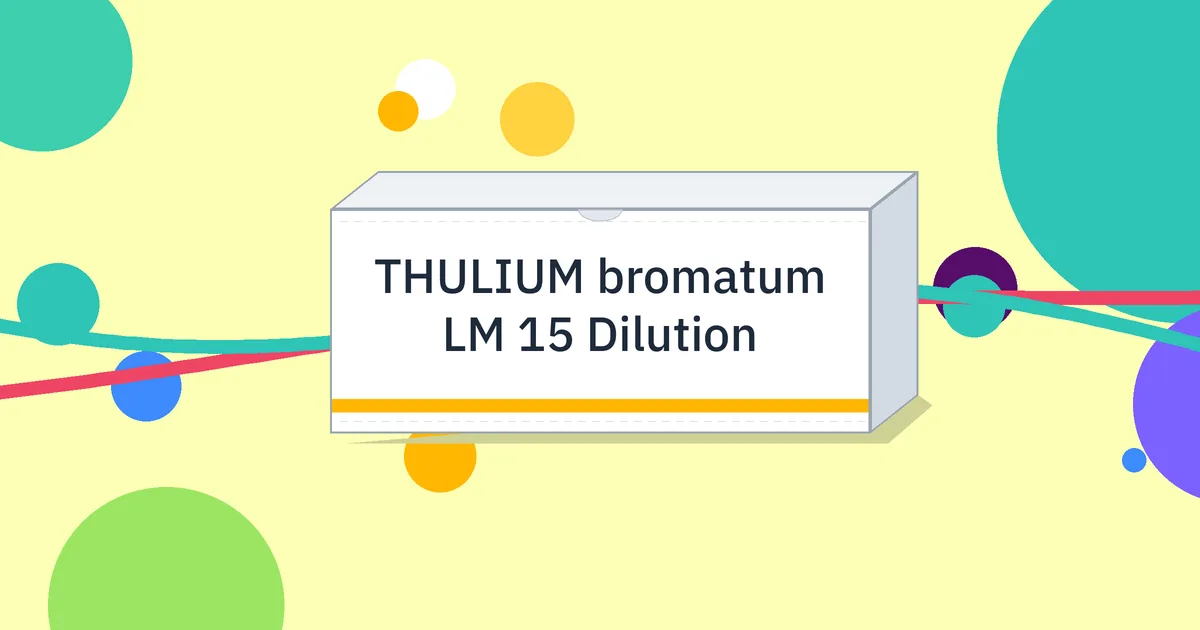 Symbolbild: Packung mit der Aufschrift THULIUM bromatum LM 15 Dilution (PZN 13690940) – Verfügbarkeit und Bezug in Apotheken in Frankfurt am Main