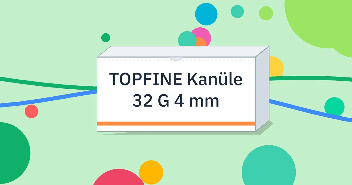 Symbolbild: Packung mit der Aufschrift TOPFINE Kanüle 32 G 4 mm (PZN 13355733) – Verfügbarkeit und Bezug in Apotheken in Frankfurt am Main