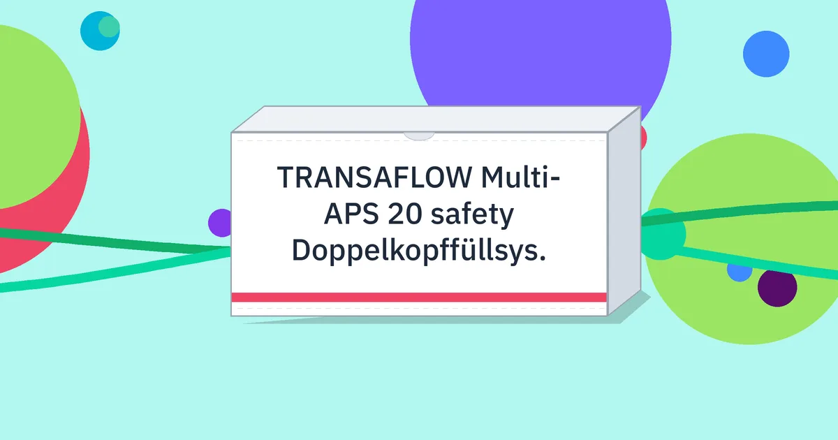 Symbolbild: Packung mit der Aufschrift TRANSAFLOW Multi-APS 20 safety Doppelkopffüllsys. (PZN 16941549) – Verfügbarkeit und Bezug in Apotheken in Frankfurt am Main