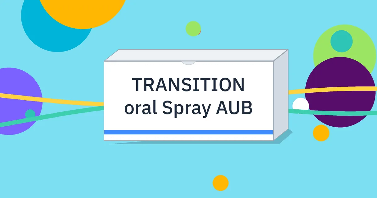 Symbolbild: Packung mit der Aufschrift TRANSITION oral Spray AUB (PZN 18734777) – Verfügbarkeit und Bezug in Apotheken in Frankfurt am Main