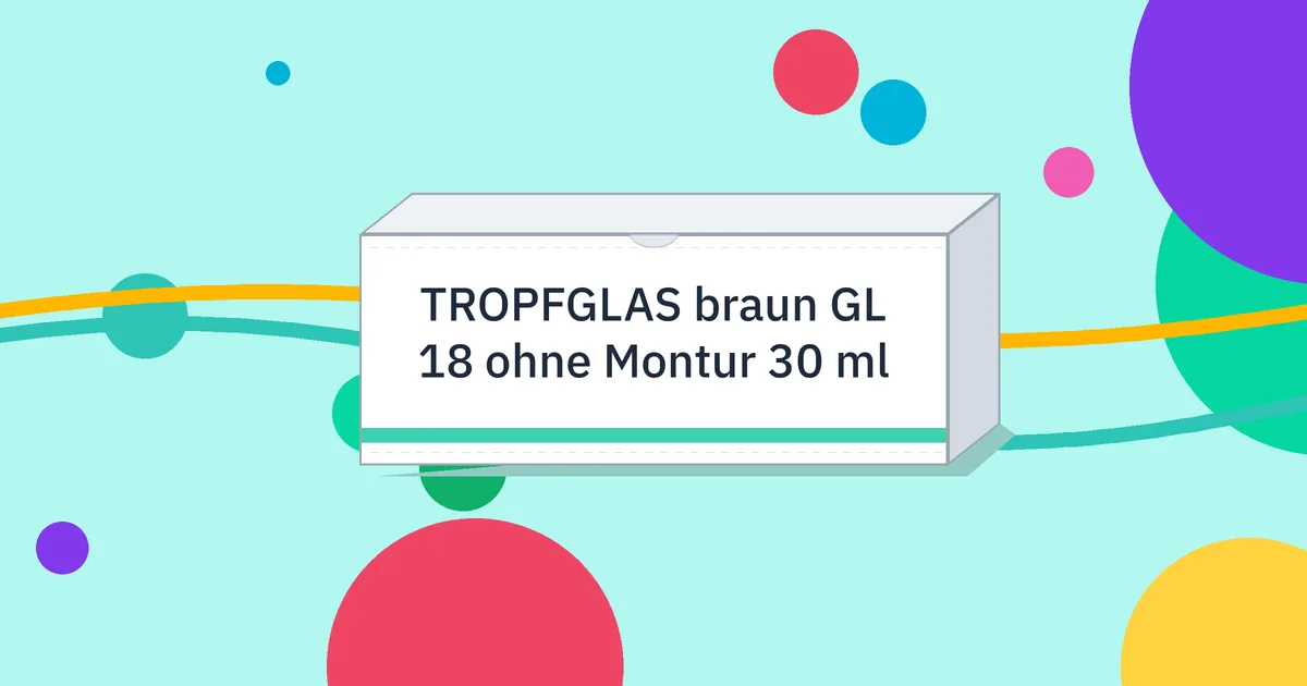 Symbolbild: Packung mit der Aufschrift TROPFGLAS braun GL 18 ohne Montur 30 ml (PZN 17543294) – Verfügbarkeit und Bezug in Apotheken in Frankfurt am Main
