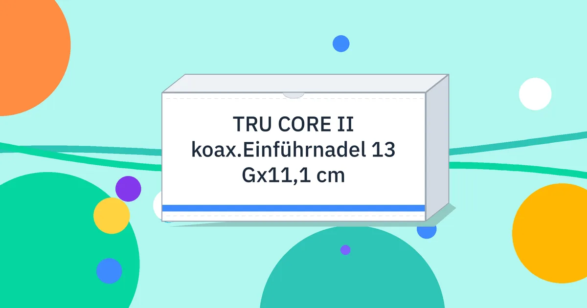Symbolbild: Packung mit der Aufschrift TRU CORE II koax.Einführnadel 13 Gx11,1 cm (PZN 06770673) – Verfügbarkeit und Bezug in Apotheken in Frankfurt am Main