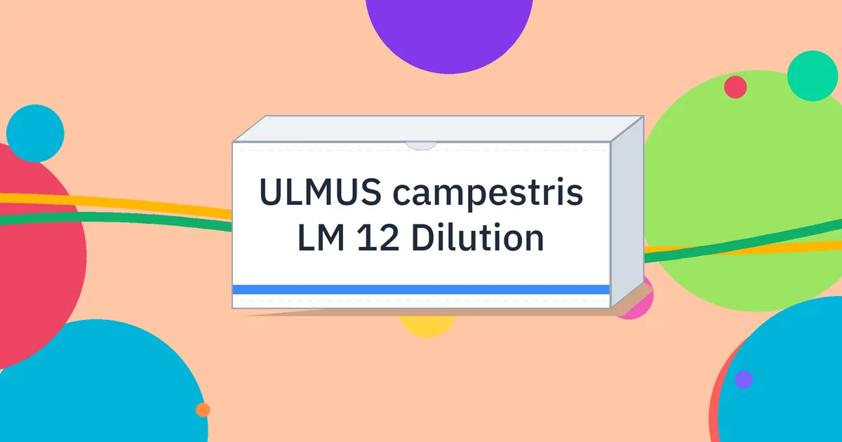 Symbolbild: Packung mit der Aufschrift ULMUS campestris LM 12 Dilution (PZN 13255291) – Verfügbarkeit und Bezug in Apotheken in Frankfurt am Main