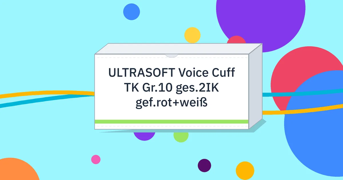 Symbolbild: Packung mit der Aufschrift ULTRASOFT Voice Cuff TK Gr.10 ges.2IK gef.rot+weiß (PZN 10731526) – Verfügbarkeit und Bezug in Apotheken in Frankfurt am Main