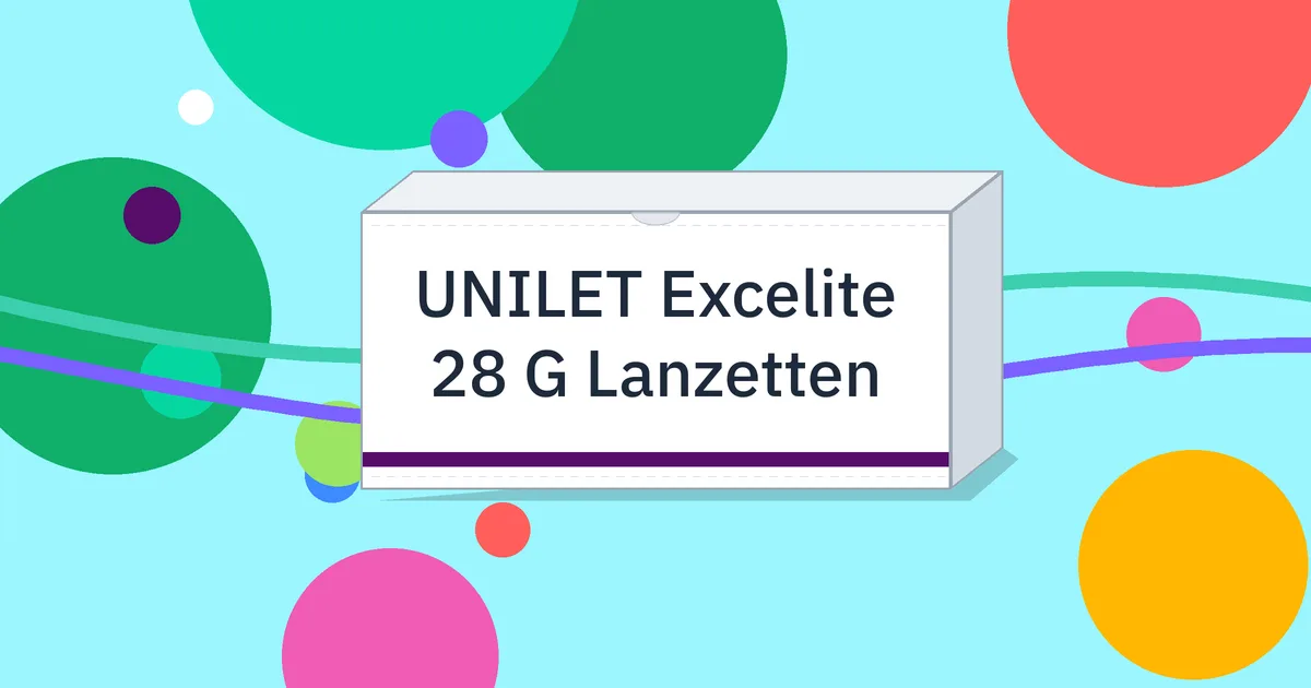 Symbolbild: Packung mit der Aufschrift UNILET Excelite 28 G Lanzetten (PZN 10353194) – Verfügbarkeit und Bezug in Apotheken in Frankfurt am Main