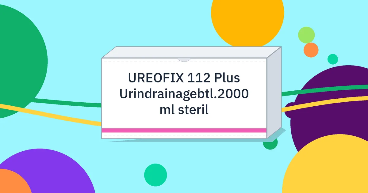 Symbolbild: Packung mit der Aufschrift UREOFIX 112 Plus Urindrainagebtl.2000 ml steril (PZN 08482286) – Verfügbarkeit und Bezug in Apotheken in Frankfurt am Main