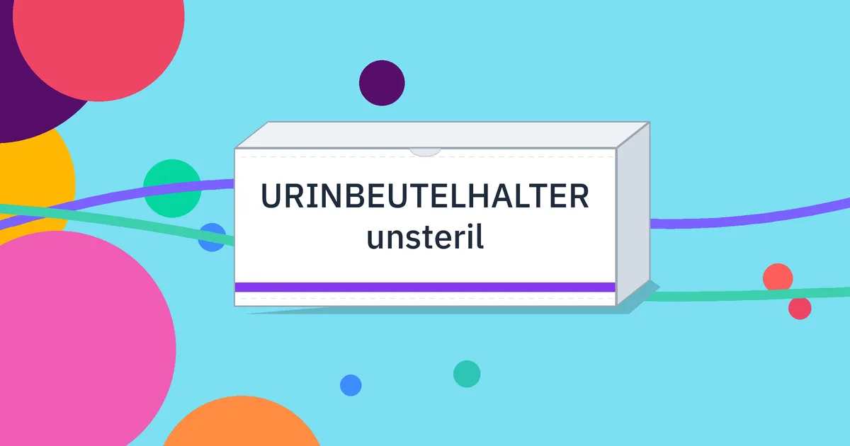 Symbolbild: Packung mit der Aufschrift URINBEUTELHALTER unsteril (PZN 20204779) – Verfügbarkeit und Bezug in Apotheken in Frankfurt am Main