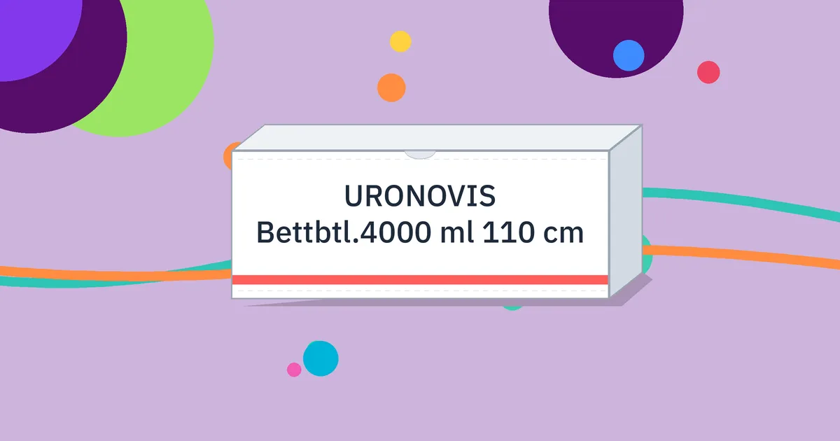 Symbolbild: Packung mit der Aufschrift URONOVIS Bettbtl.4000 ml 110 cm (PZN 04888554) – Verfügbarkeit und Bezug in Apotheken in Frankfurt am Main