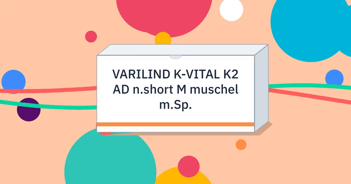 Symbolbild: Packung mit der Aufschrift VARILIND K-VITAL K2 AD n.short M muschel m.Sp. (PZN 20568524) – Verfügbarkeit und Bezug in Apotheken in Frankfurt am Main