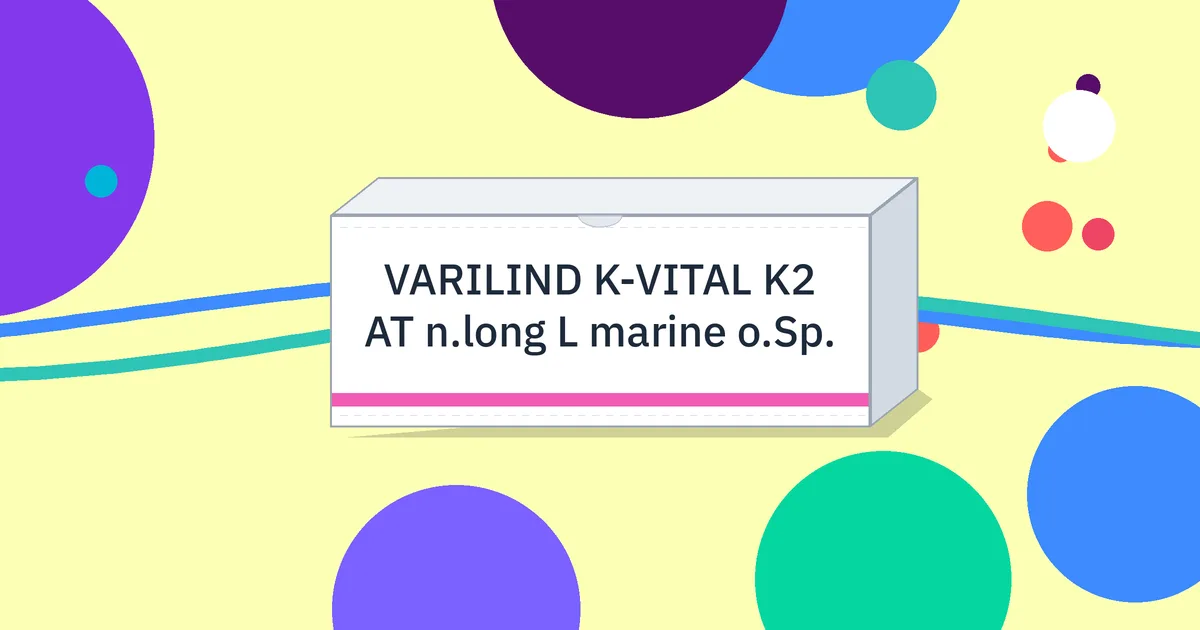 Symbolbild: Packung mit der Aufschrift VARILIND K-VITAL K2 AT n.long L marine o.Sp. (PZN 20561769) – Verfügbarkeit und Bezug in Apotheken in Frankfurt am Main