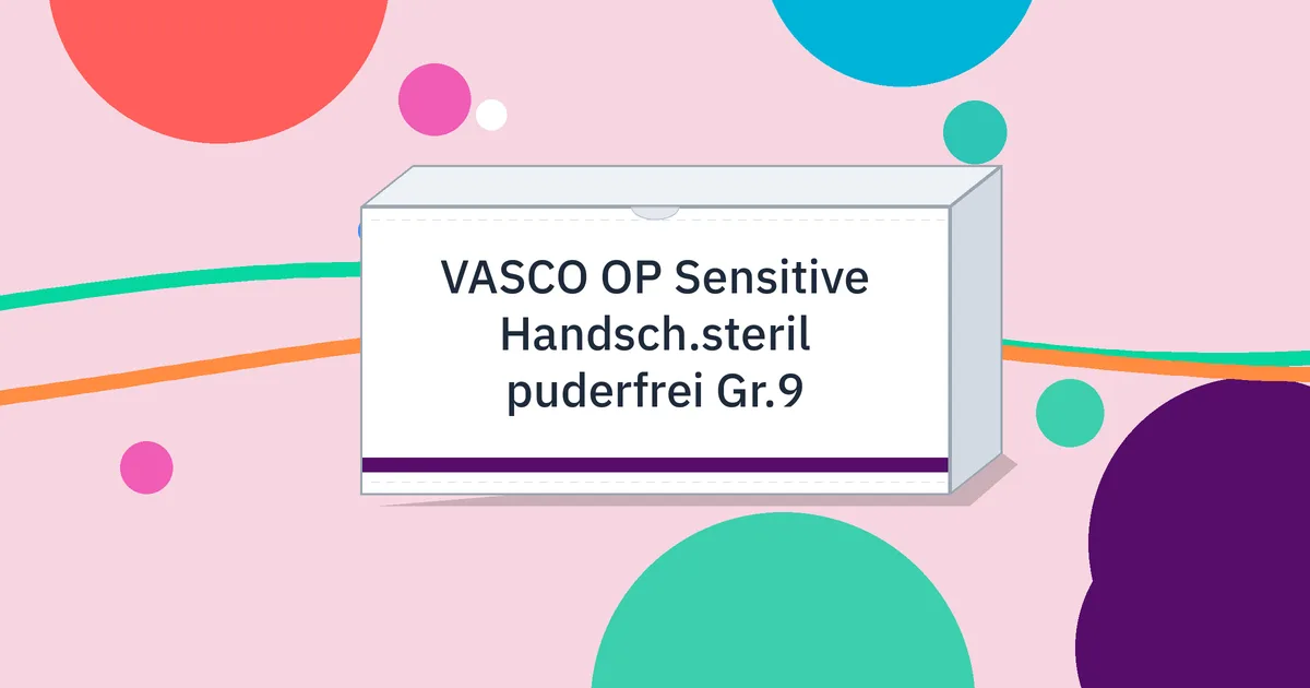 Symbolbild: Packung mit der Aufschrift VASCO OP Sensitive Handsch.steril puderfrei Gr.9 (PZN 19622052) – Verfügbarkeit und Bezug in Apotheken in Frankfurt am Main
