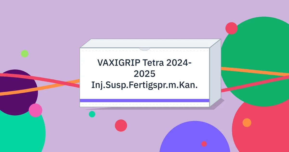 Symbolbild: Packung mit der Aufschrift VAXIGRIP Tetra 2024-2025 Inj.Susp.Fertigspr.m.Kan. (PZN 18831523) – Verfügbarkeit und Bezug in Apotheken in Frankfurt am Main