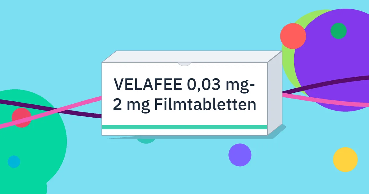 Symbolbild: Packung mit der Aufschrift VELAFEE 0,03 mg-2 mg Filmtabletten (PZN 08892179) – Verfügbarkeit und Bezug in Apotheken in Frankfurt am Main