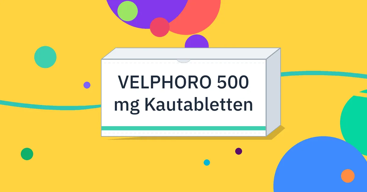Symbolbild: Packung mit der Aufschrift VELPHORO 500 mg Kautabletten (PZN 19386516) – Verfügbarkeit und Bezug in Apotheken in Frankfurt am Main