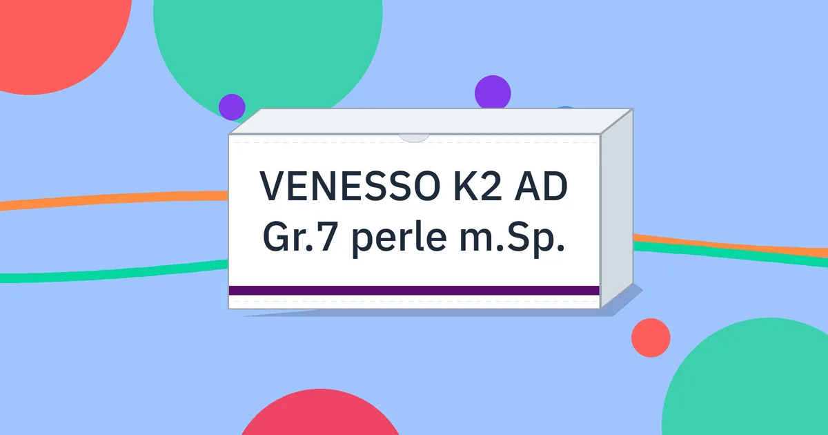 Symbolbild: Packung mit der Aufschrift VENESSO K2 AD Gr.7 perle m.Sp. (PZN 03257113) – Verfügbarkeit und Bezug in Apotheken in Frankfurt am Main