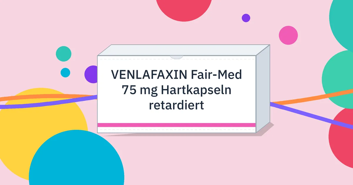 Symbolbild: Packung mit der Aufschrift VENLAFAXIN Fair-Med 75 mg Hartkapseln retardiert (PZN 14321765) – Verfügbarkeit und Bezug in Apotheken in Frankfurt am Main