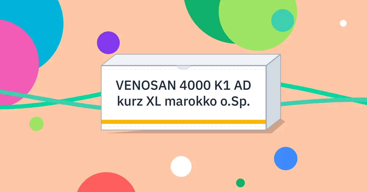 Symbolbild: Packung mit der Aufschrift VENOSAN 4000 K1 AD kurz XL marokko o.Sp. (PZN 14424838) – Verfügbarkeit und Bezug in Apotheken in Frankfurt am Main