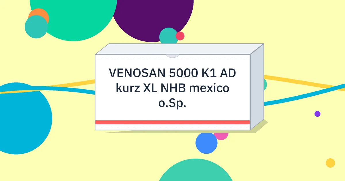 Symbolbild: Packung mit der Aufschrift VENOSAN 5000 K1 AD kurz XL NHB mexico o.Sp. (PZN 14429391) – Verfügbarkeit und Bezug in Apotheken in Frankfurt am Main