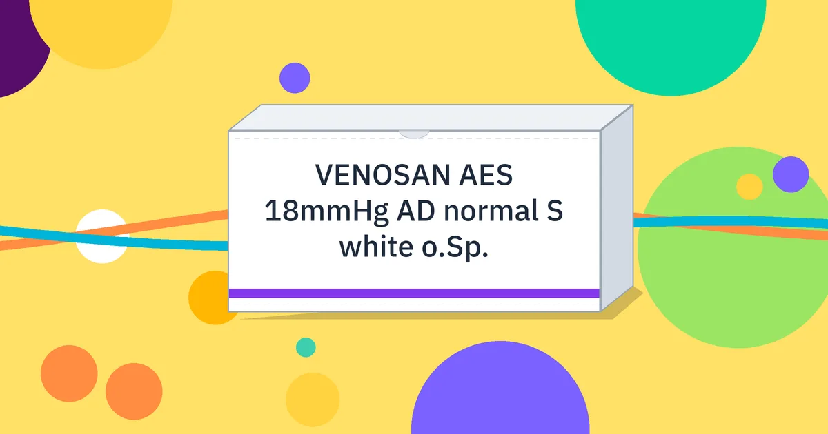 Symbolbild: Packung mit der Aufschrift VENOSAN AES 18mmHg AD normal S white o.Sp. (PZN 15298672) – Verfügbarkeit und Bezug in Apotheken in Frankfurt am Main