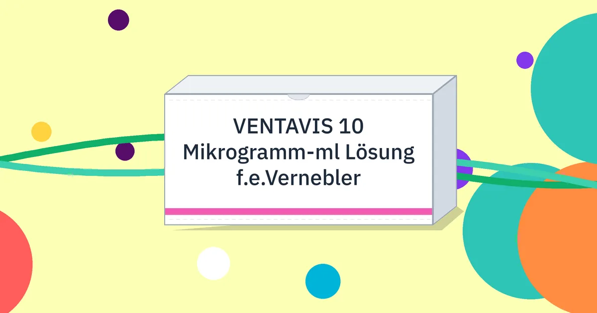 Symbolbild: Packung mit der Aufschrift VENTAVIS 10 Mikrogramm-ml Lösung f.e.Vernebler (PZN 03478825) – Verfügbarkeit und Bezug in Apotheken in Frankfurt am Main