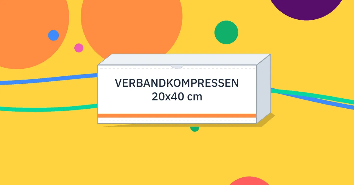 Symbolbild: Packung mit der Aufschrift VERBANDKOMPRESSEN 20x40 cm (PZN 06864003) – Verfügbarkeit und Bezug in Apotheken in Frankfurt am Main
