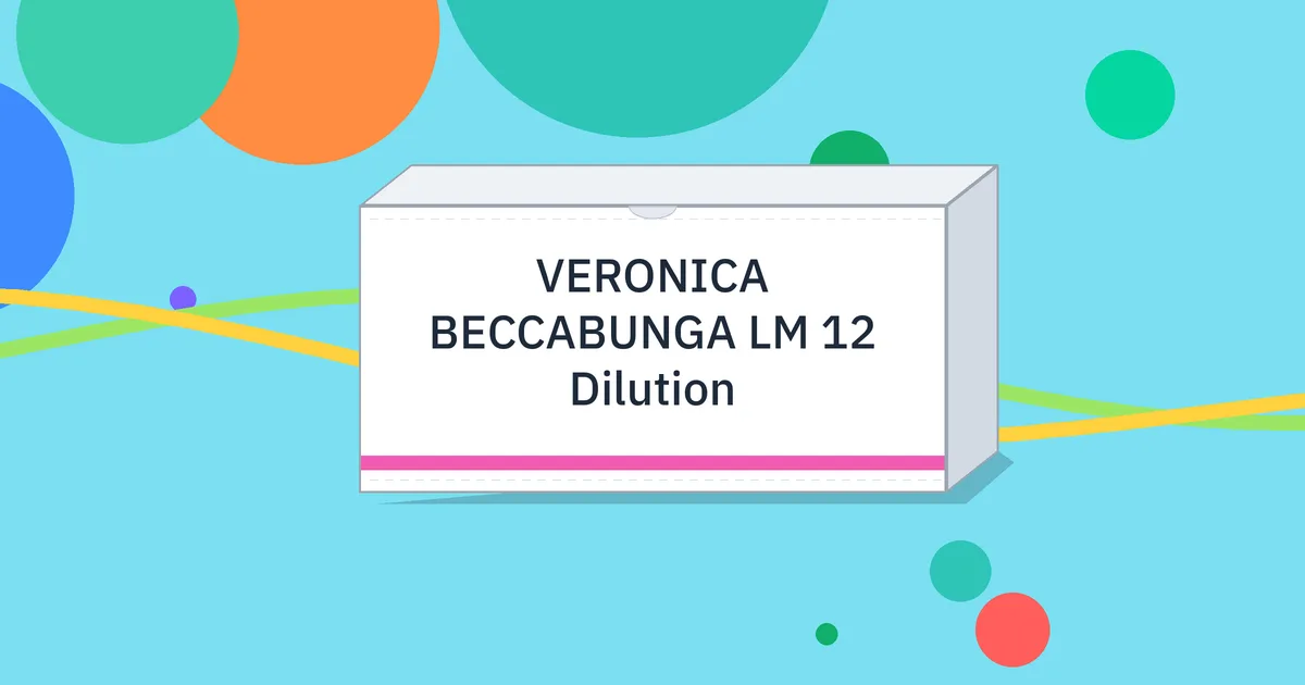 Symbolbild: Packung mit der Aufschrift VERONICA BECCABUNGA LM 12 Dilution (PZN 13268968) – Verfügbarkeit und Bezug in Apotheken in Frankfurt am Main